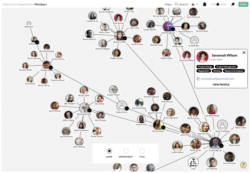 Interactive organisational chart software